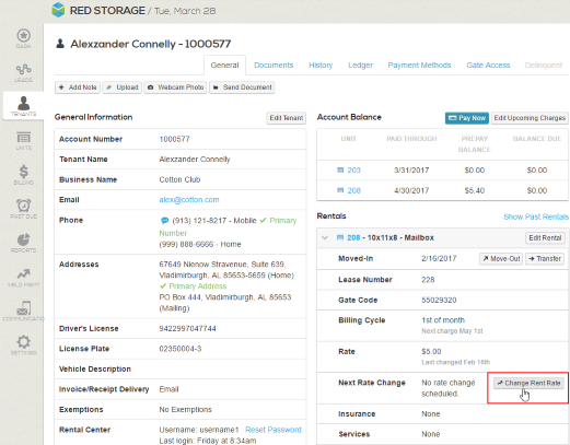 Changing Rent Rates – storEDGE
