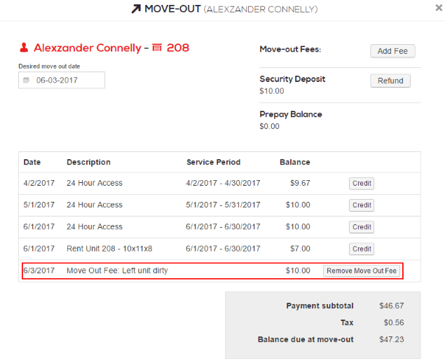 Adding Fees – storEDGE