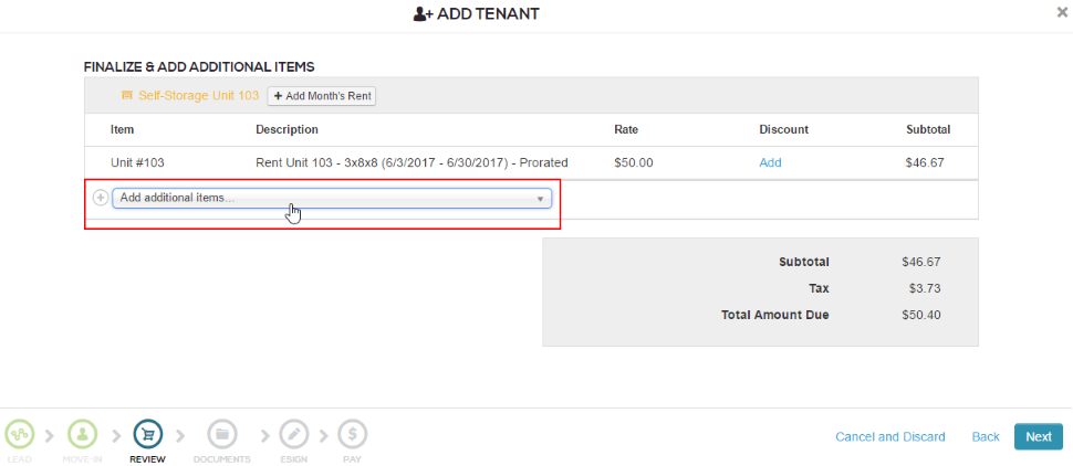 Adding Fees – storEDGE