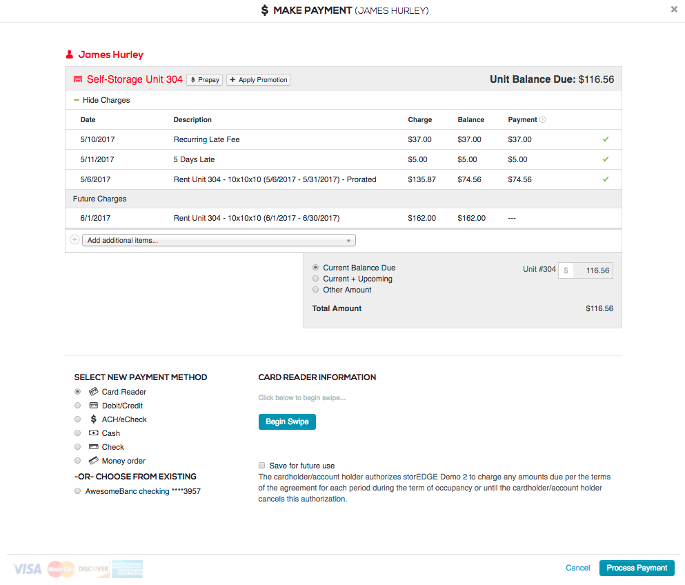 Processing Payments – storEDGE