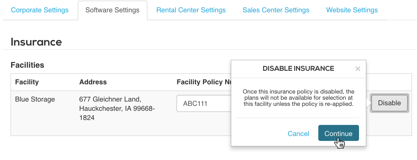Insurance Settings – storEDGE