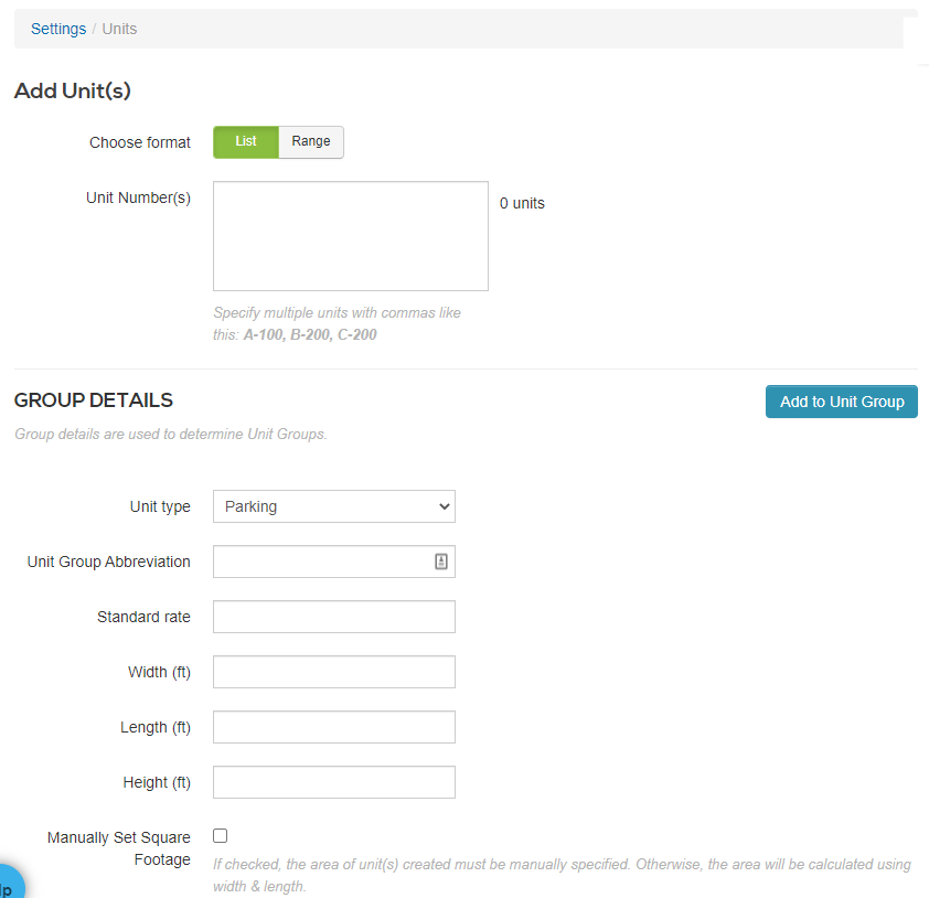 Unit Settings – Storable EDGE Help Center